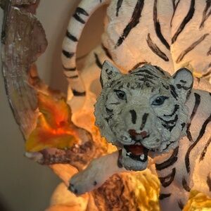 Accents | White Tiger Couple Resin Statue Waterfall Lights Up Lamp ...